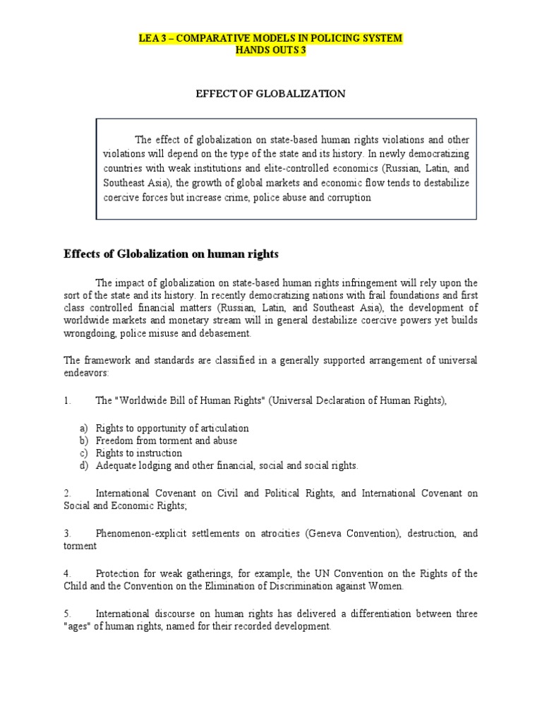 Lea 3 Handouts 3 Effect of Globalization | PDF | Cybercrime | Human Rights