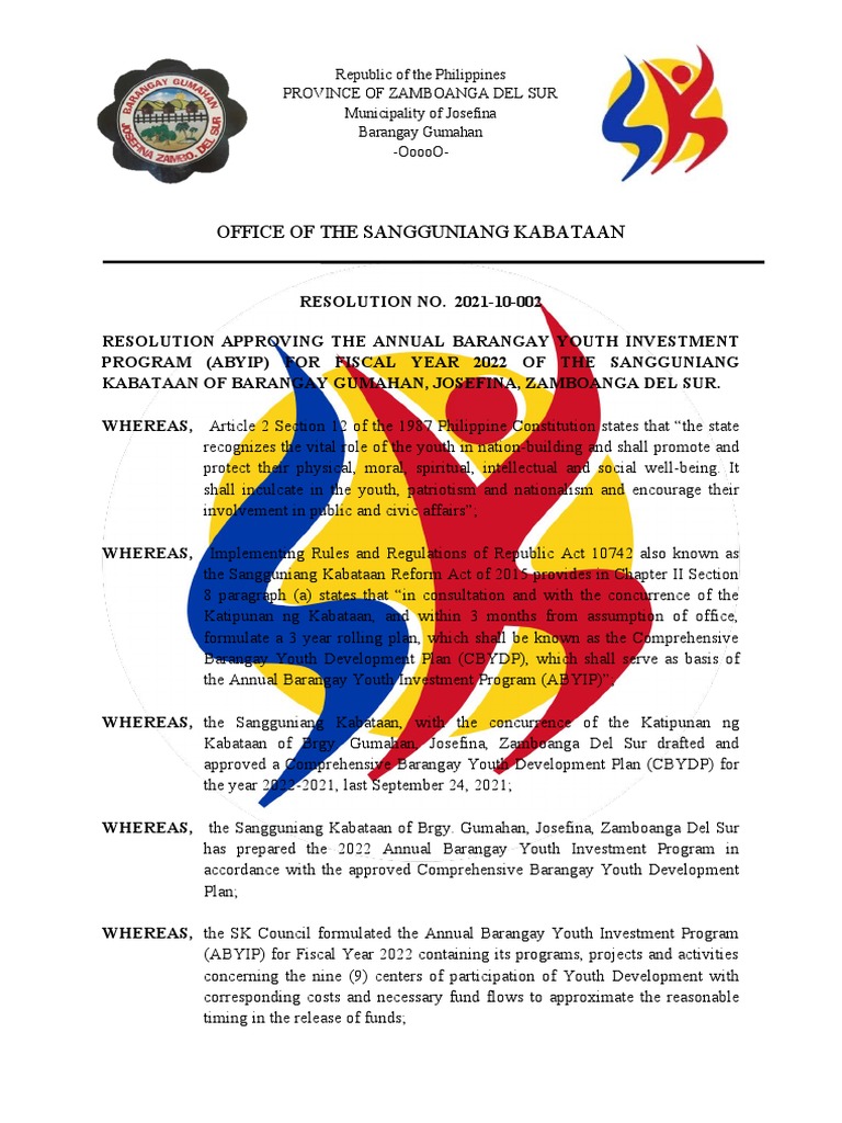 Resolution Approving Abyip 2022 | PDF | Government