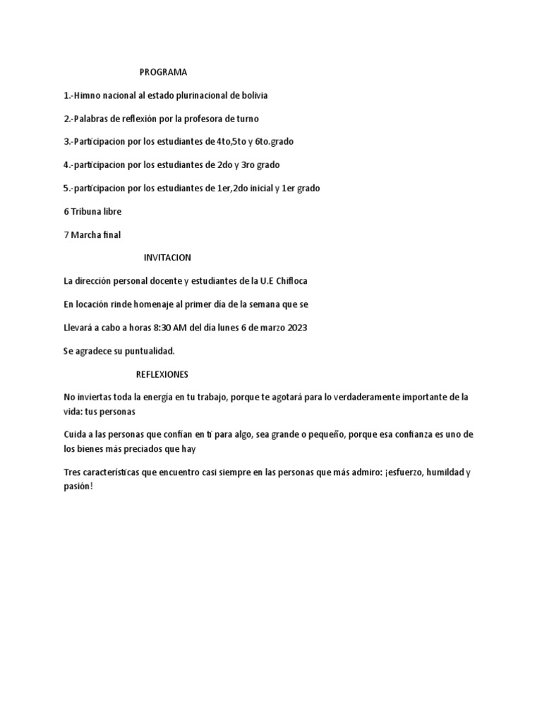 Programa Especial Lunes 6 | PDF | Salud y bienestar