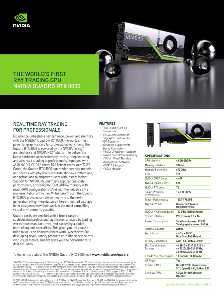 Quadro RTX 8000 Us Nvidia 946977 r1 Web | PDF | Graphics Processing ...