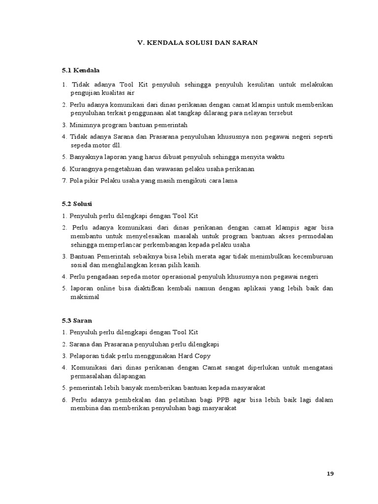 V. Kendala Dan Saran | PDF