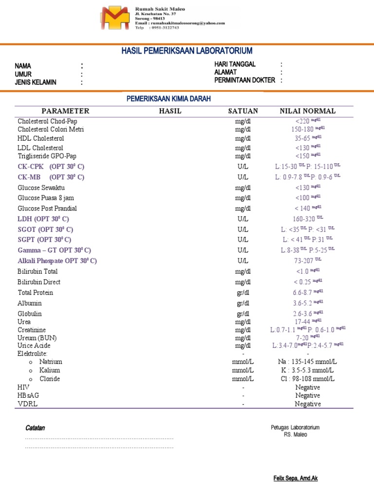 Pemeriksaan Kimia Darah | PDF | Cholesterol | Membrane Active Molecules