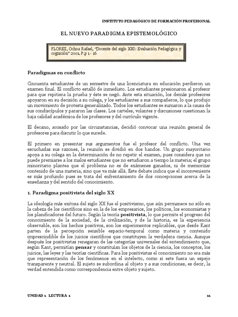 Lec 1.1 El Nuevo Paradigma Epistemológico | PDF | Verdad | Conocimiento
