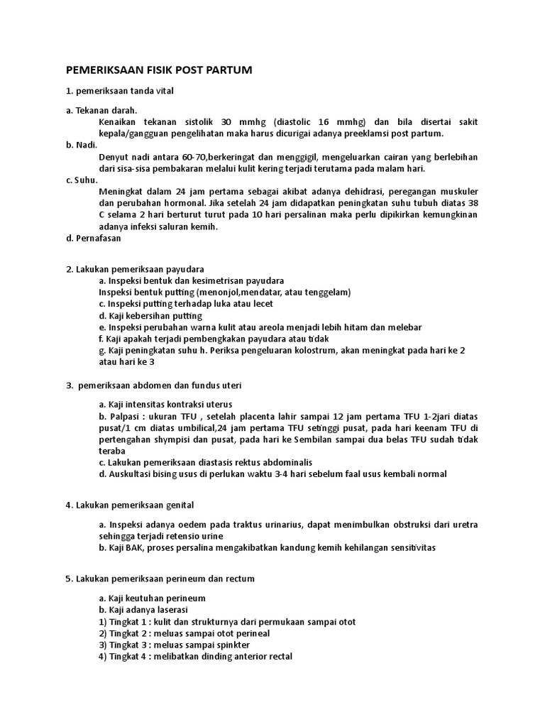 Pemeriksaan Fisik Post Partum | PDF