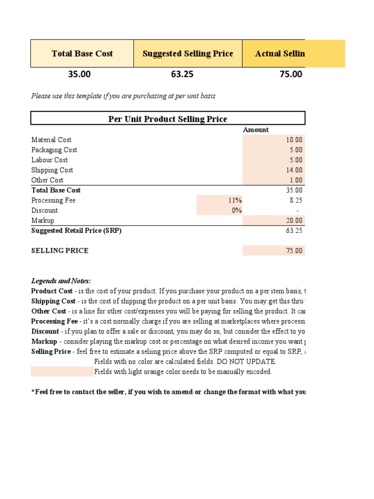 Cost - Pricing Template | PDF | Cost | Prices