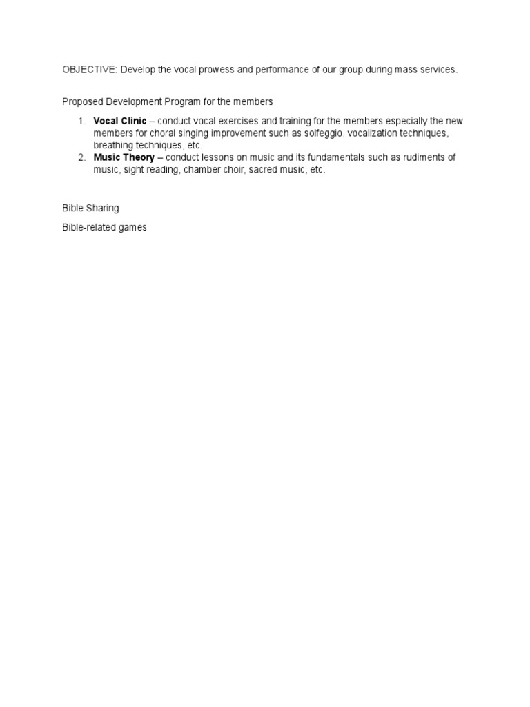 Choir Development Program | PDF