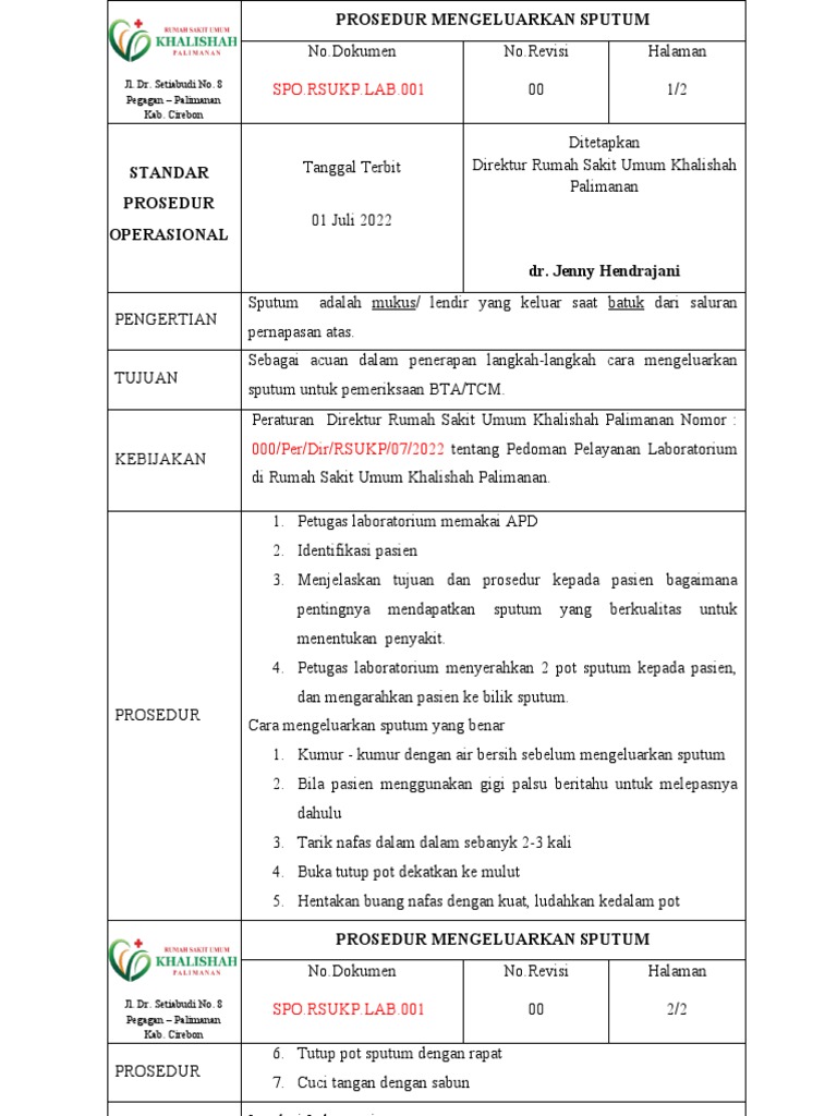 SPO Mengeluarkan Dahak | PDF