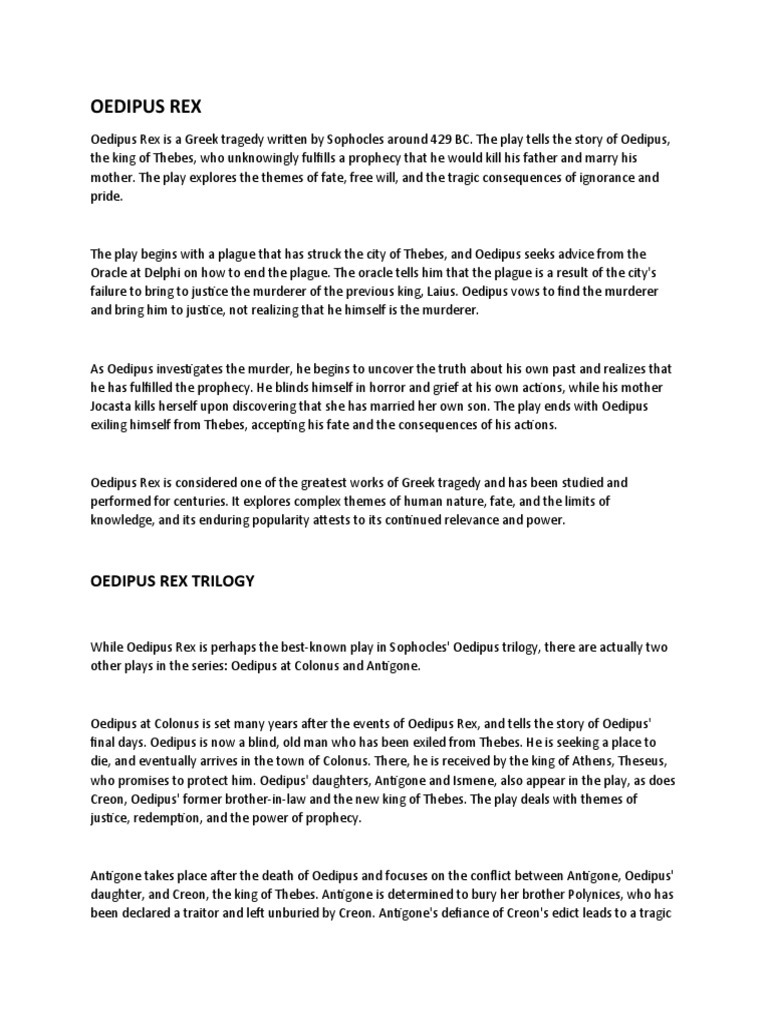 Oedipus Rex | PDF | Sophocles | Theban Mythology