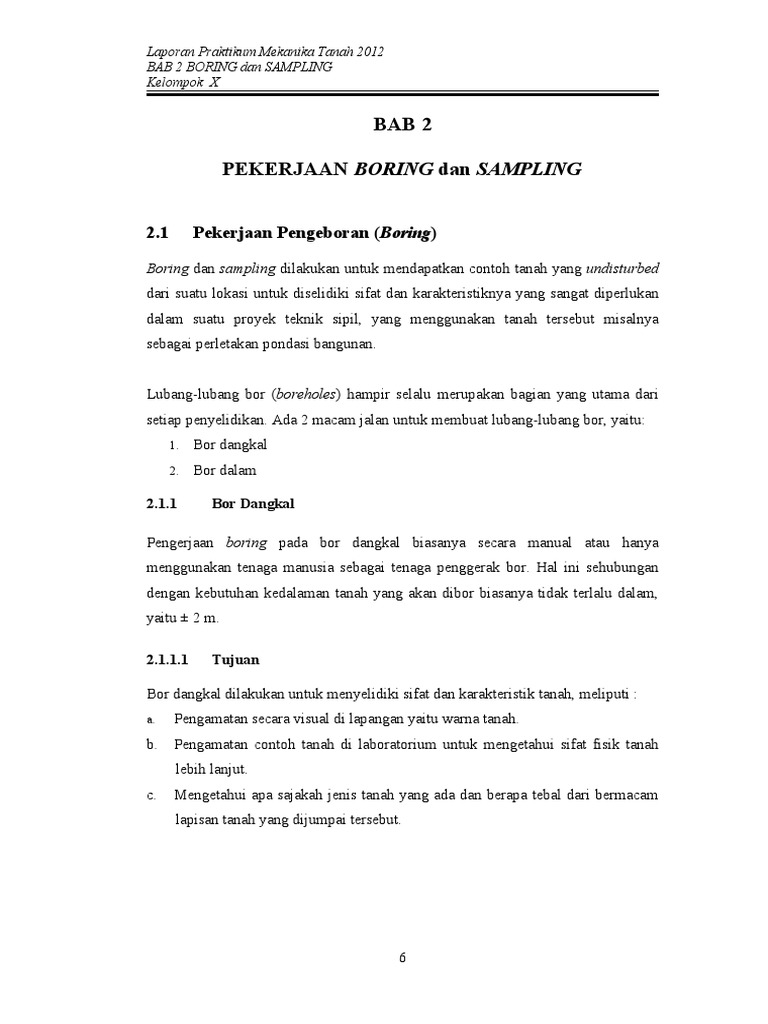 Boring Dan Sampling | PDF | Griya & Taman | Teknologi & Rekayasa