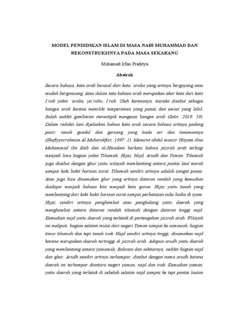 Rekonstruksi Pendidikan Rasulullah Pada Zaman Sekarang | PDF