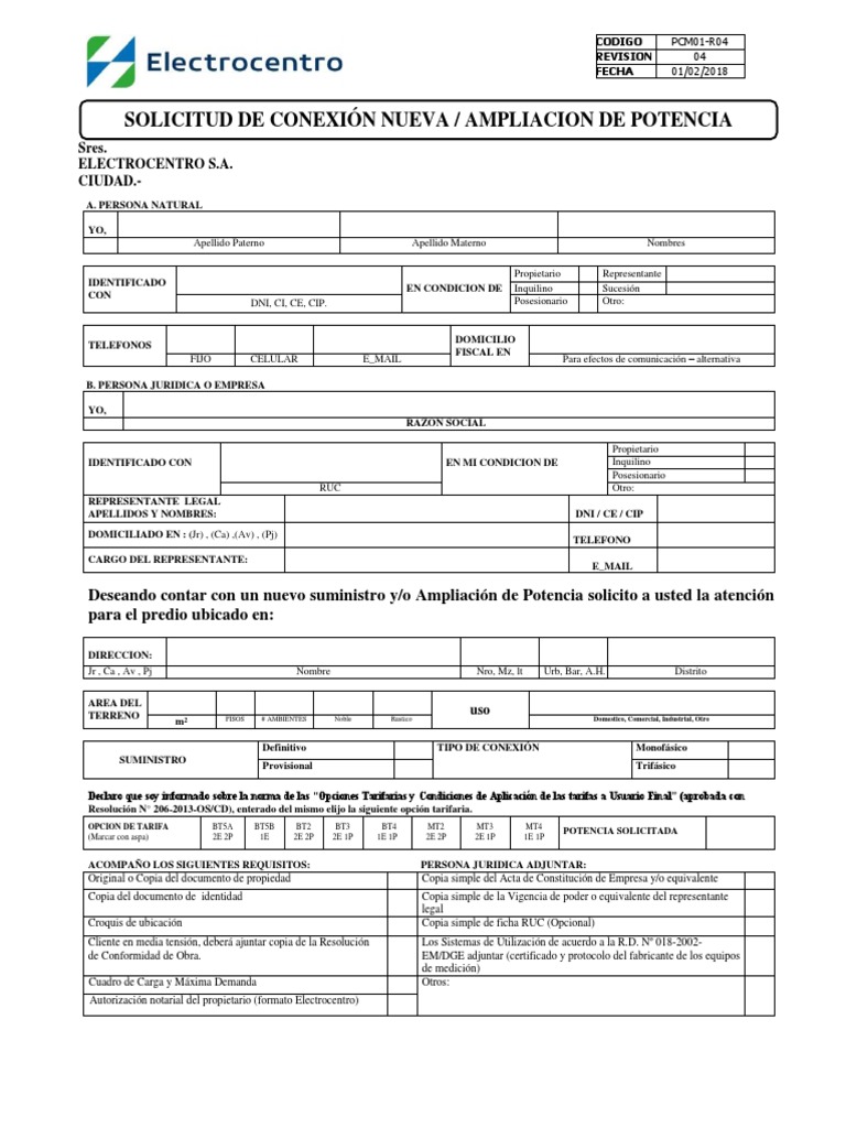 Formato de Solicitud de Nuevo Suministro | PDF