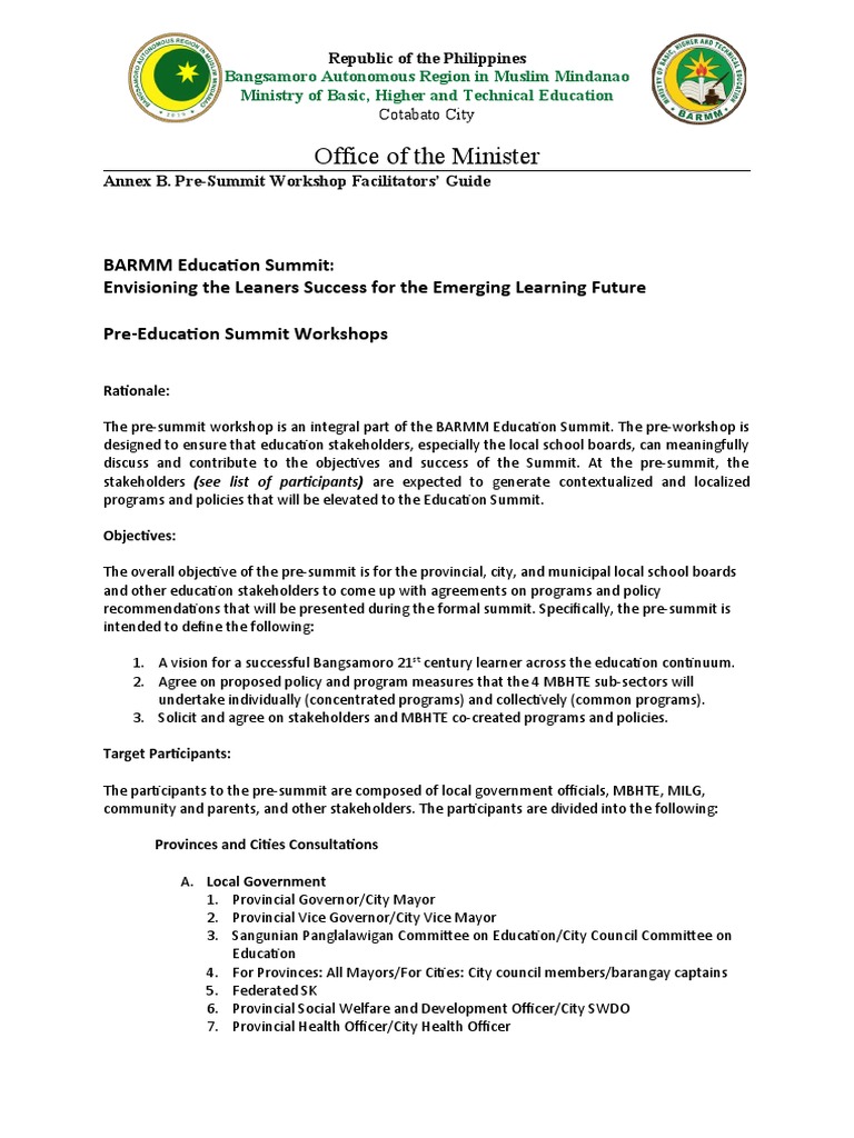 Facilitators Guide Pre Summit Workshop | PDF | Learning