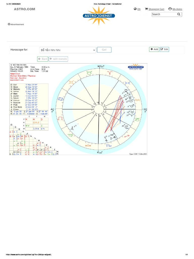 Free Astrology Chart - Astrodienst PDF | PDF