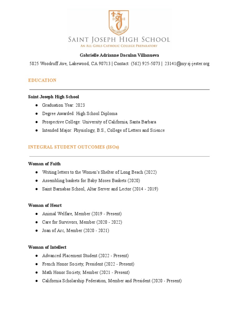 Gabrielle Adrianne Daculan Villanueva: Education | PDF | Wellness