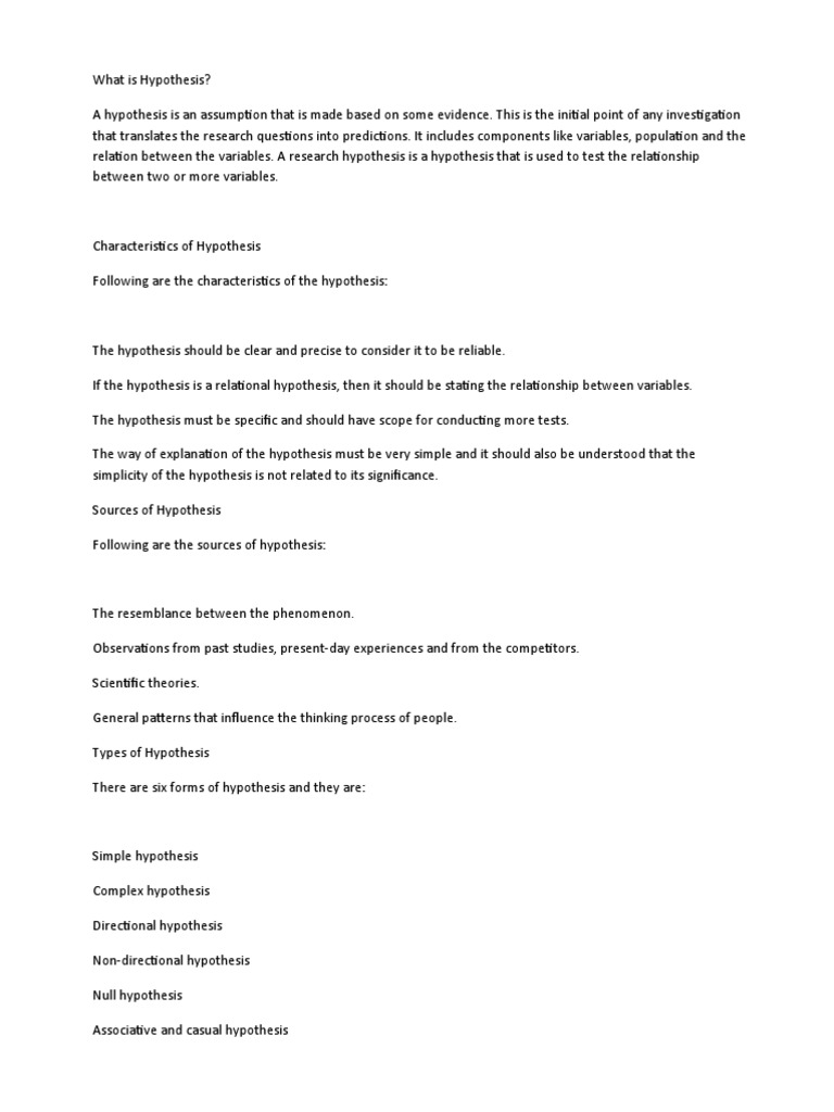 Different Types of Hypothesis | PDF | Hypothesis | Science