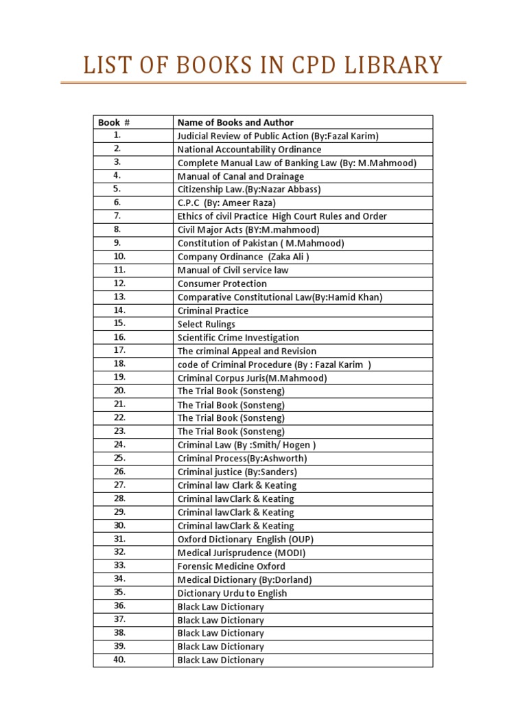 List of Books CPD | PDF
