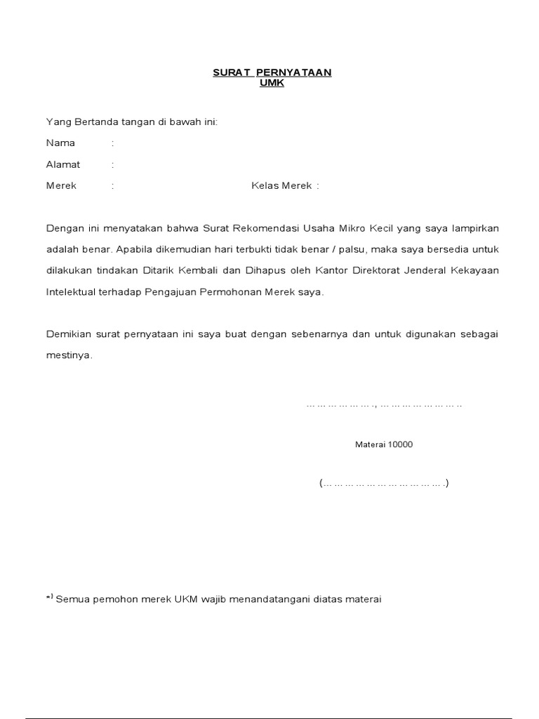 Surat Pernyataan UKM HKI | PDF | Teknologi & Rekayasa