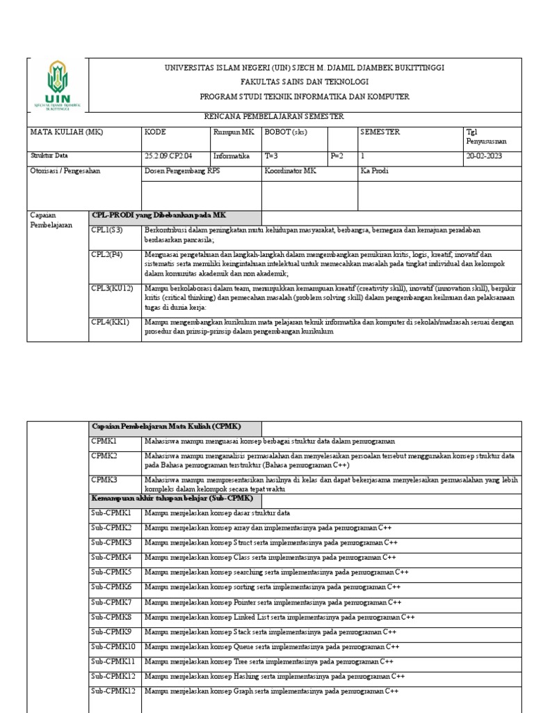 RPS Struktur Data Perbaikan | PDF