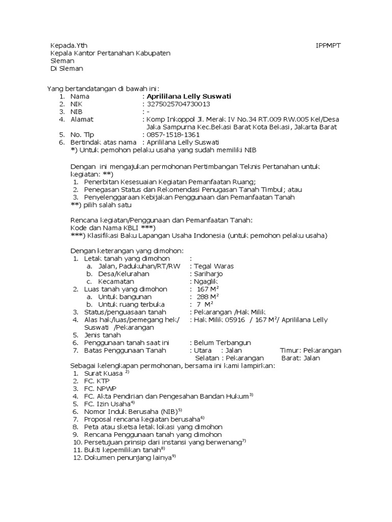 Permohonan Lengkap PTP | PDF