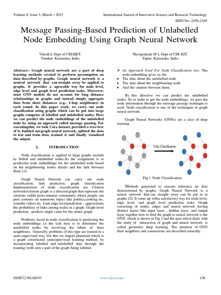 Message Passing-Based Prediction of Unlabelled Node Embedding Using Graph Neural Network ...
