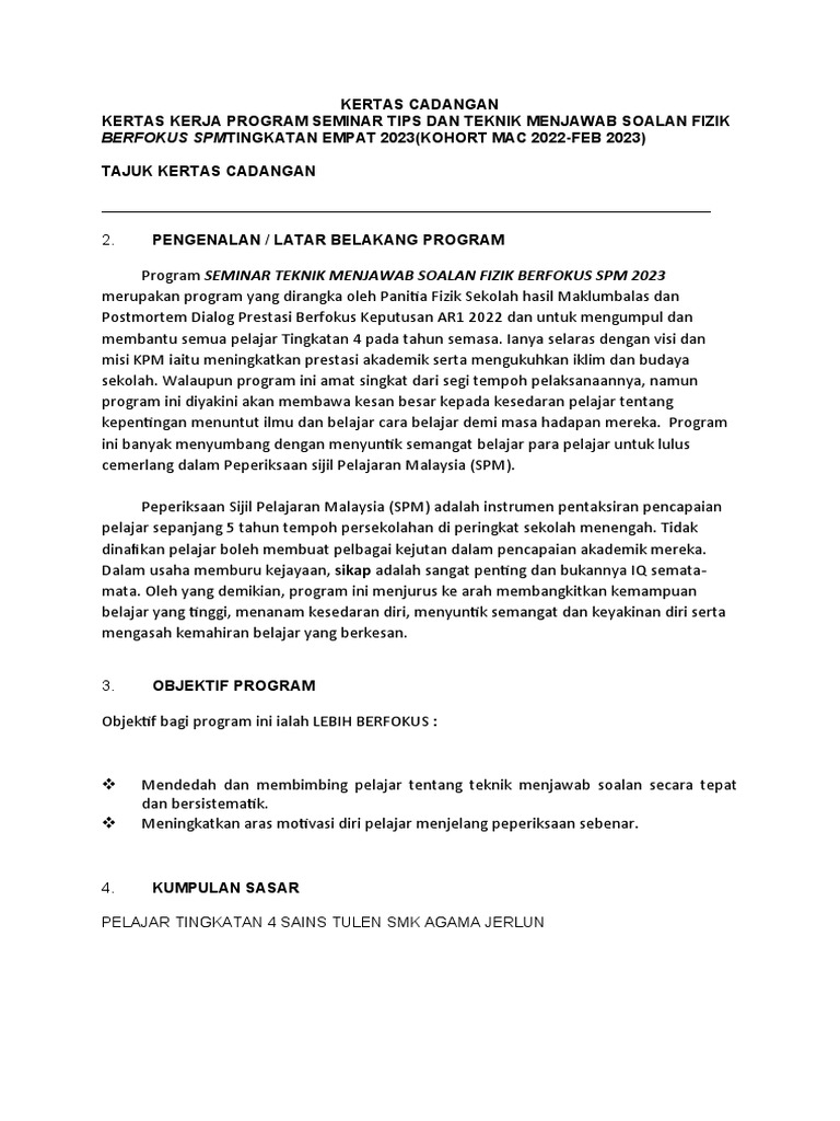 Format Kertas Cadangan | PDF