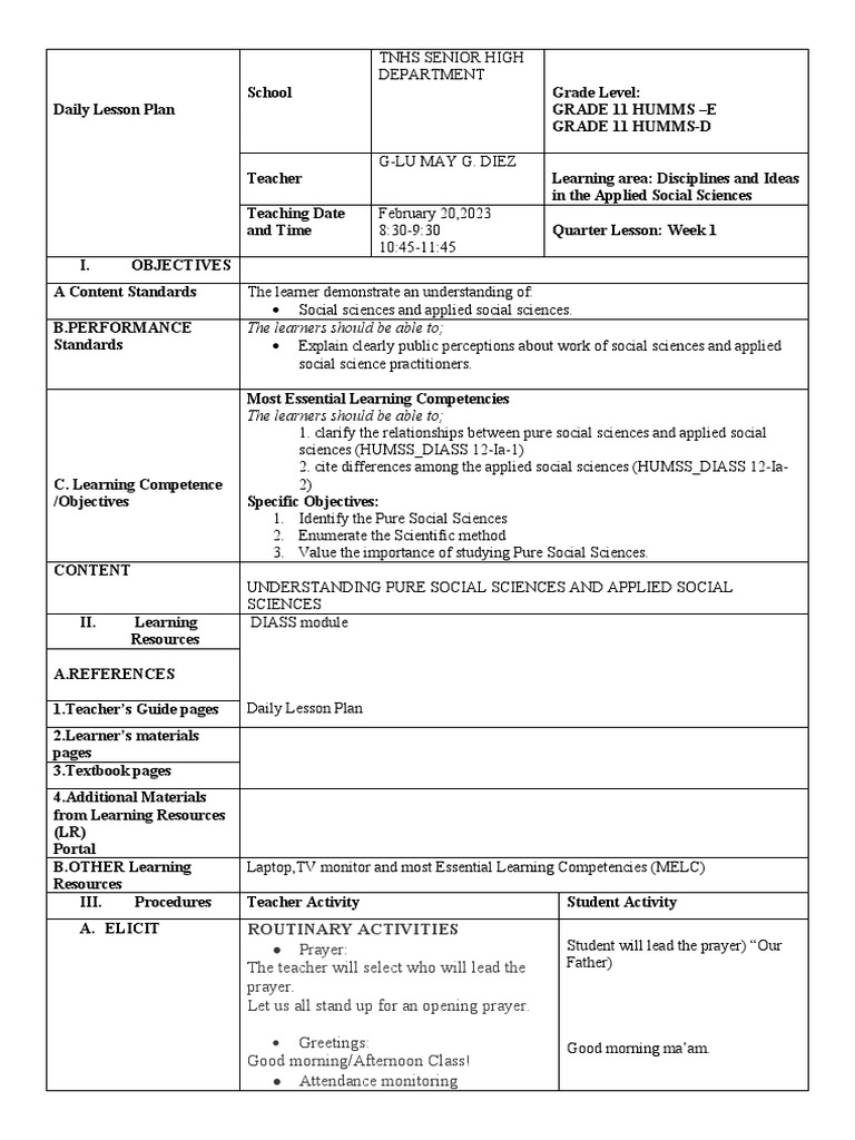 DLP #1 Diass | Download Free PDF | Social Sciences | Science