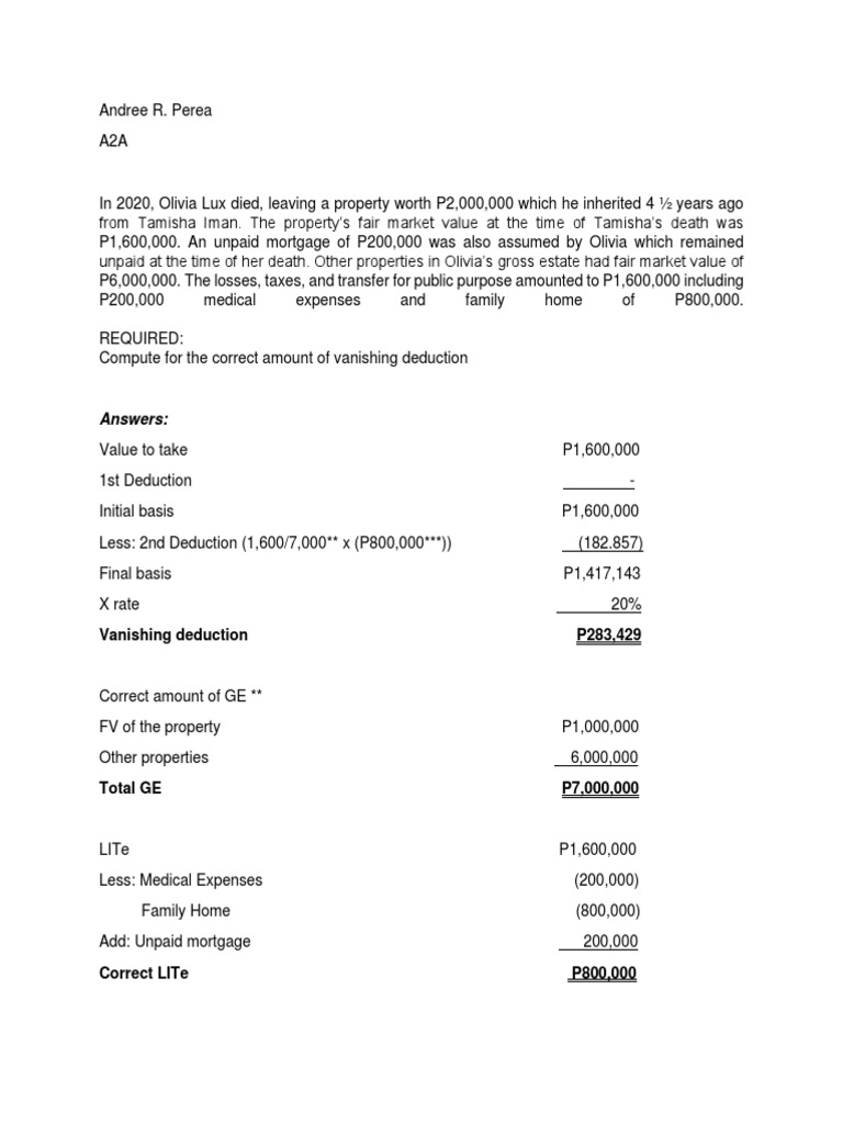 Vanishing Deduction Calculation Guide | PDF