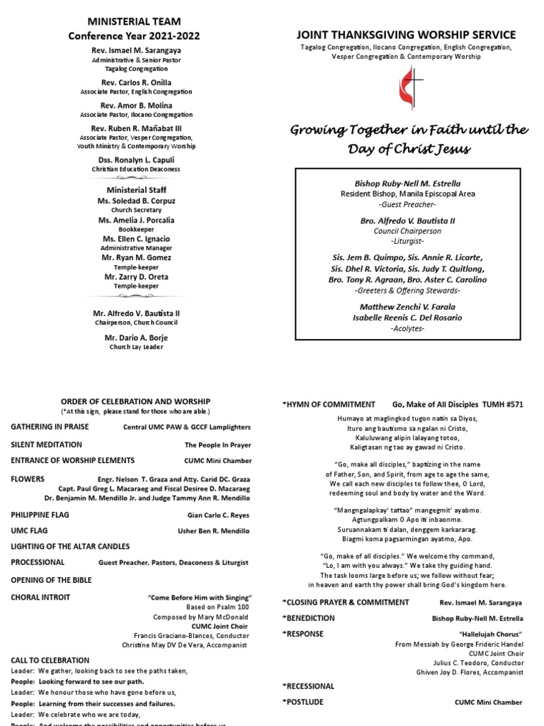 Celebrating Faith and Fellowship: A Joint Thanksgiving Worship Service ...