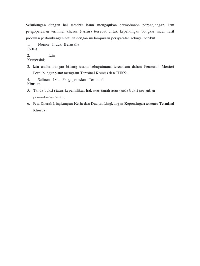 Surat Izin Tersus PDF | PDF Surat Izin Tersus PDF | PDF