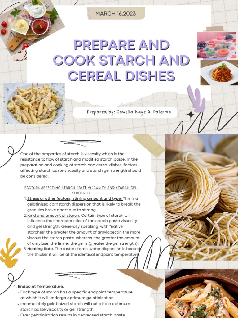Prepare-And Cook-Starch-And-Cereal-Dishes | PDF | Pasta | Starch