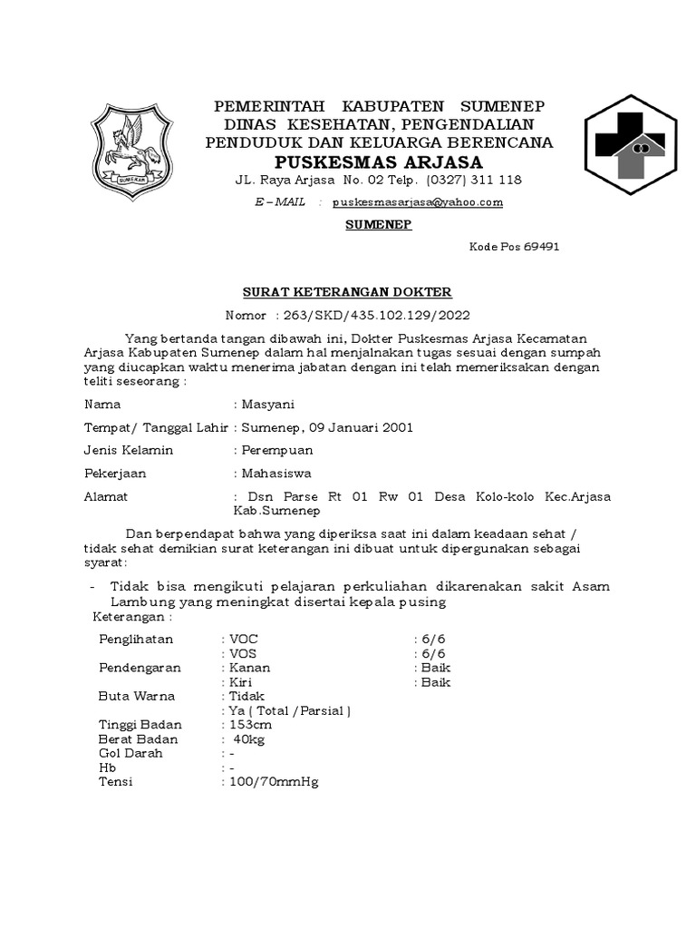 Surat Keterangan Dokter | PDF