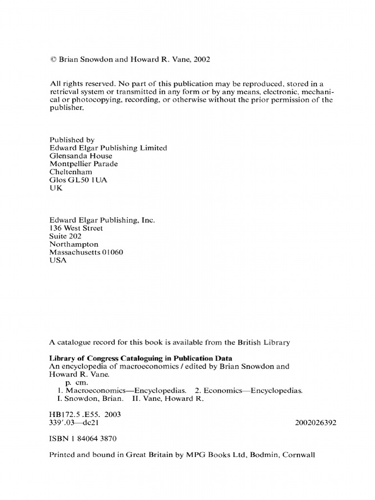 (Brian Snowdon, Howard R Vane) An Encyclopedia of | PDF