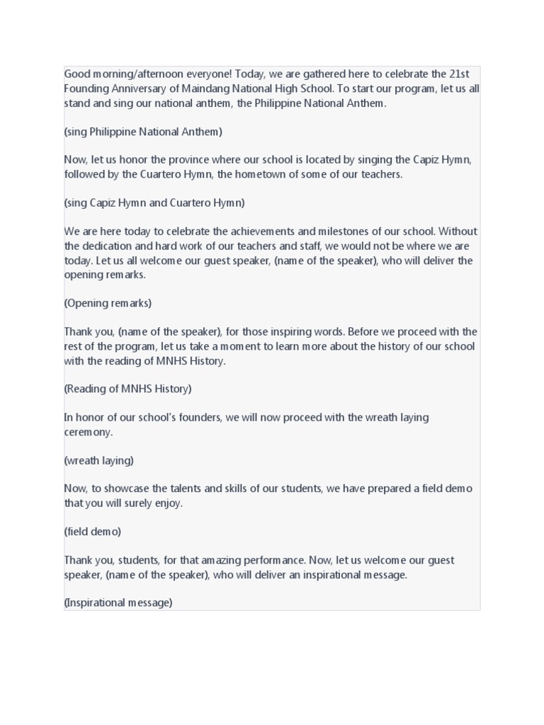 Foundation DAy Script | PDF