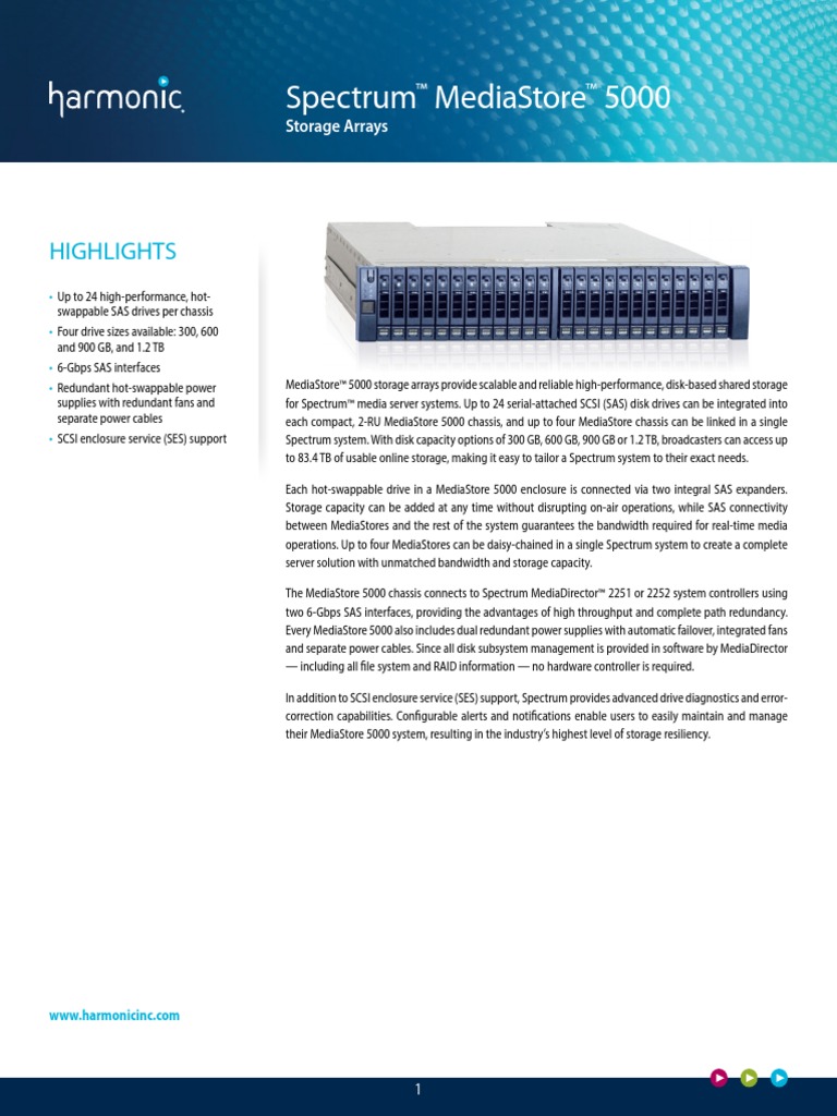 Spectrum MediaStore5000 Datasheet PDF | PDF | Hard Disk Drive ...