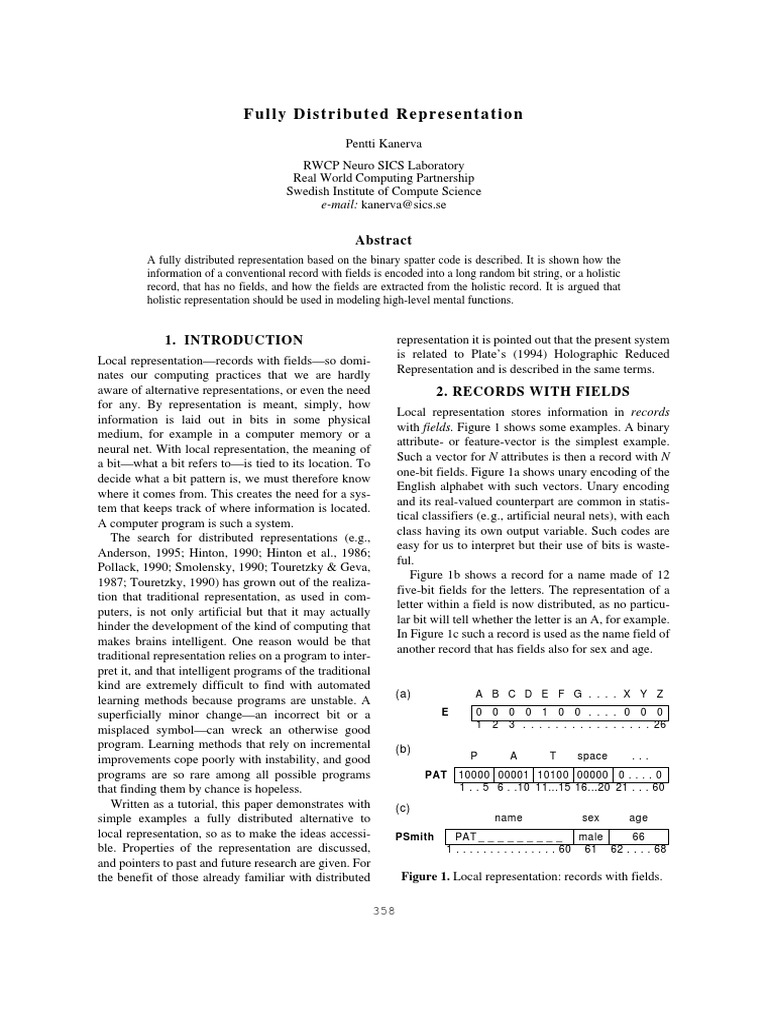 BSC Fully Distributed Representation Kanerva 1997 | PDF | Bit | Information