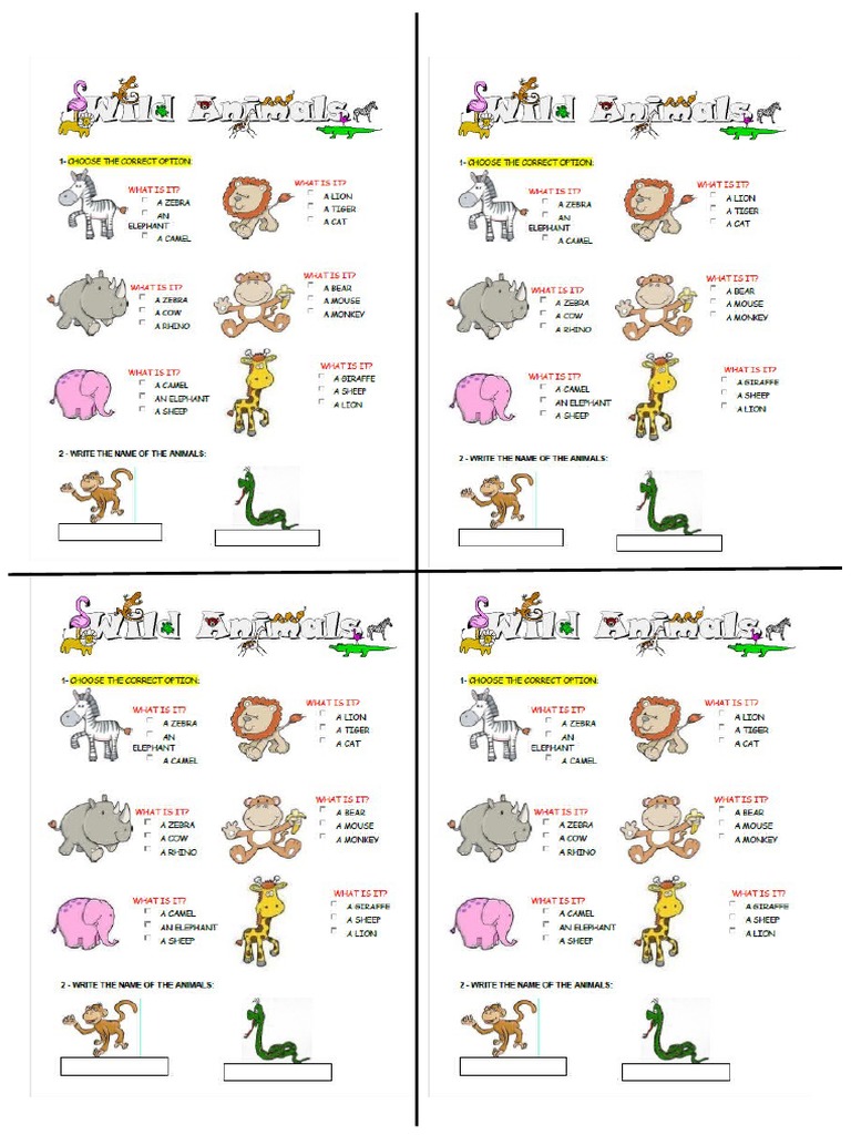 Animales Salvajes - Worksheet | PDF