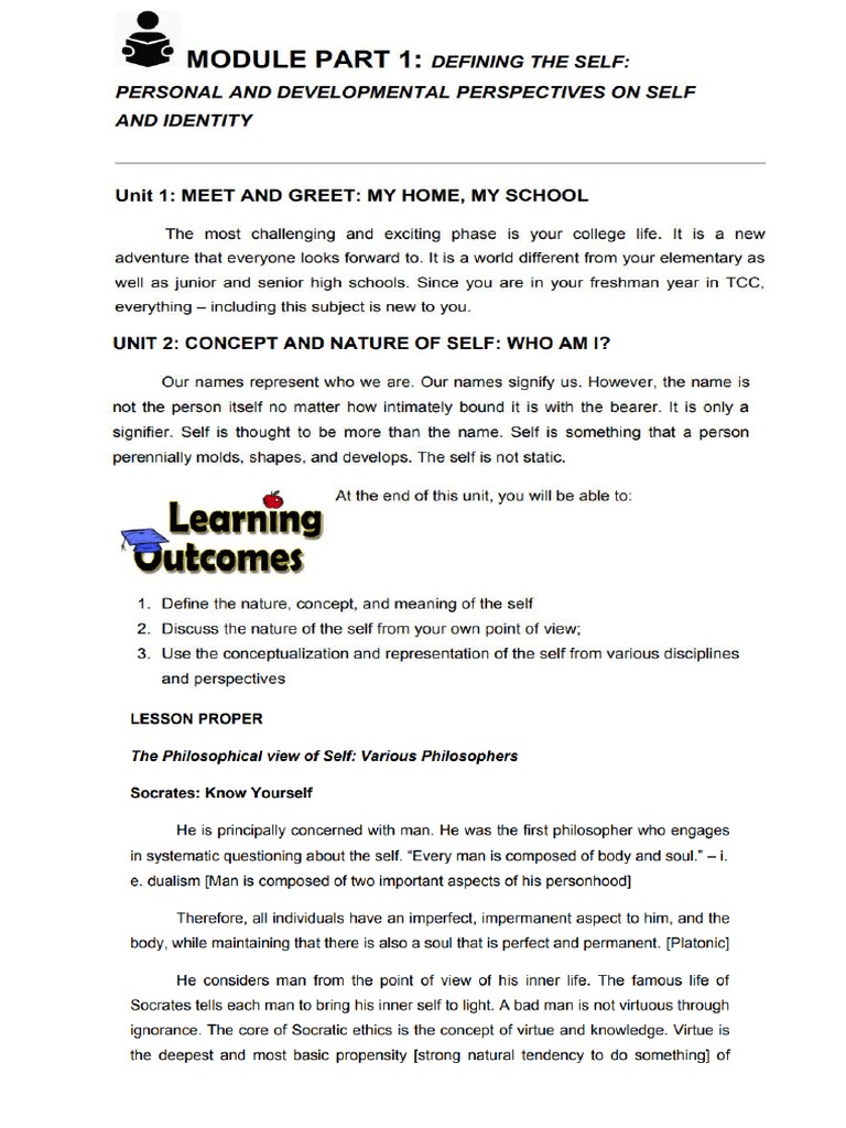 Understanding Self Lesson 1 | PDF