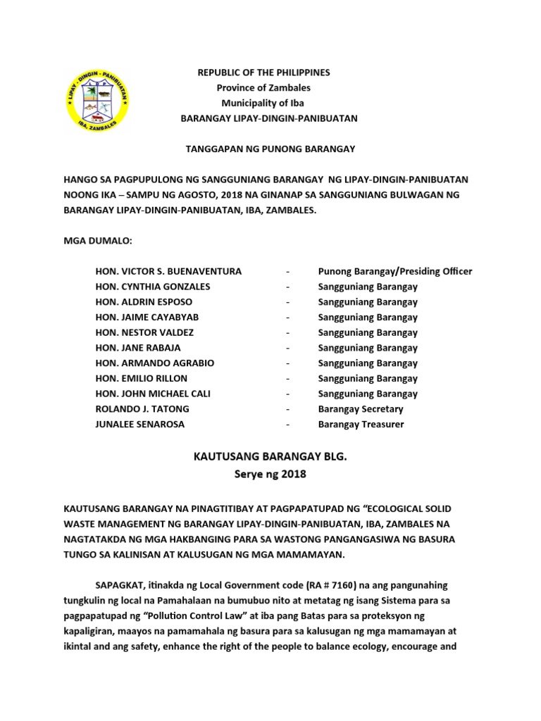 Ordinance of Solid Waste | PDF