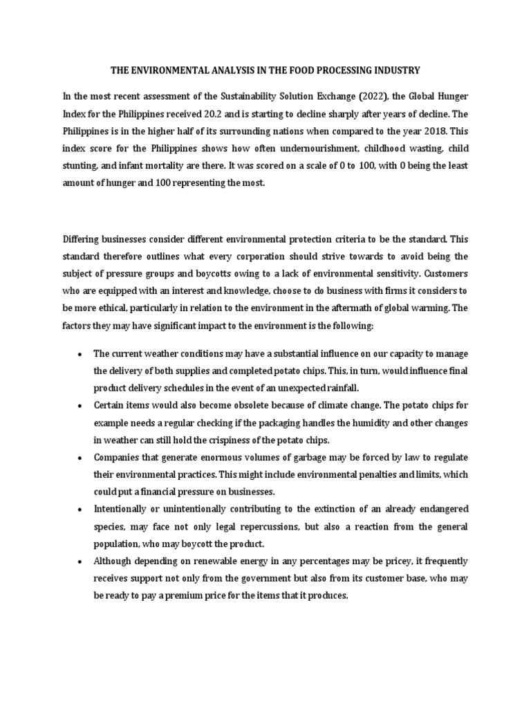 Environmental Analysis Food Processing | PDF | Environmental Resource ...