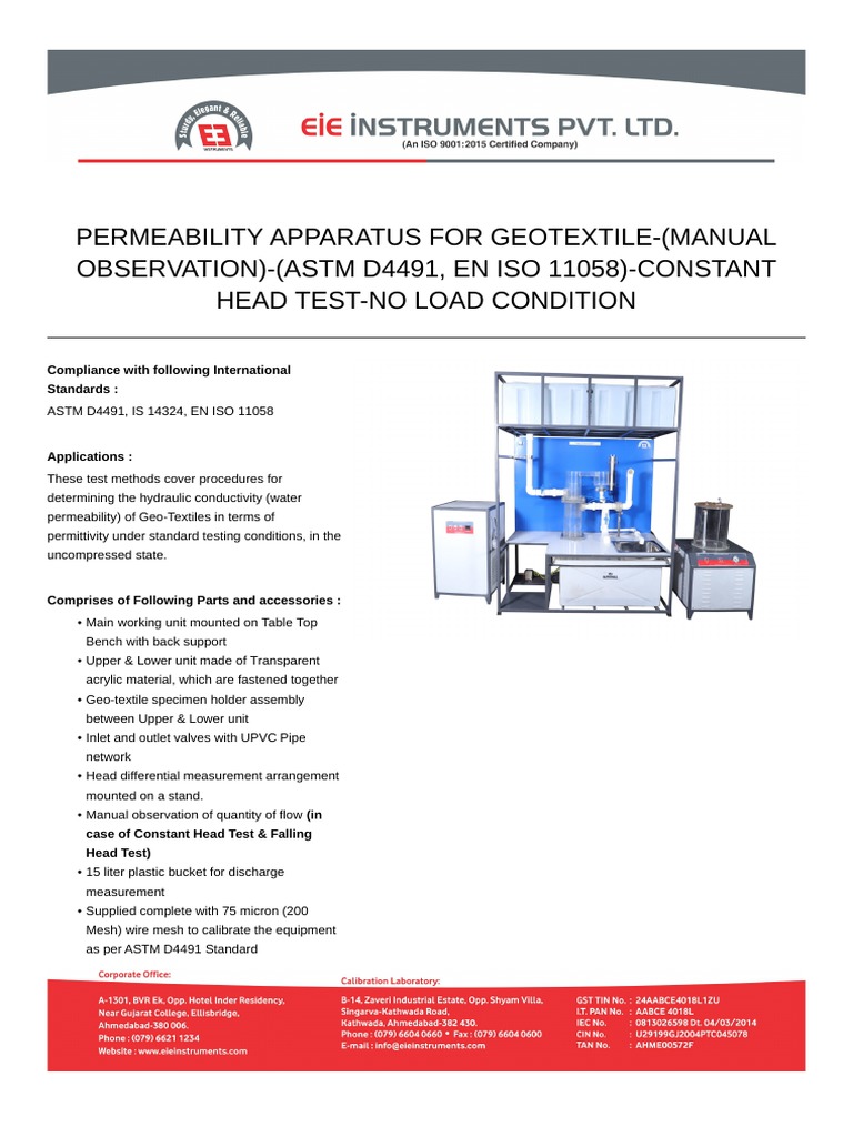 Geotextile Permeability Testing Apparatus | PDF | Water | Manufactured ...