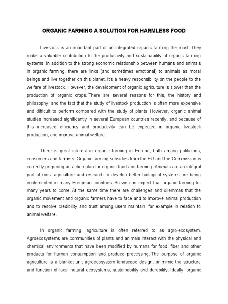 ORGANIC FARMING A SOLUTION FOR HARMLESS FOOD Text | PDF | Agriculture ...