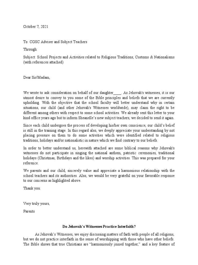 SCHOOL Letter | PDF