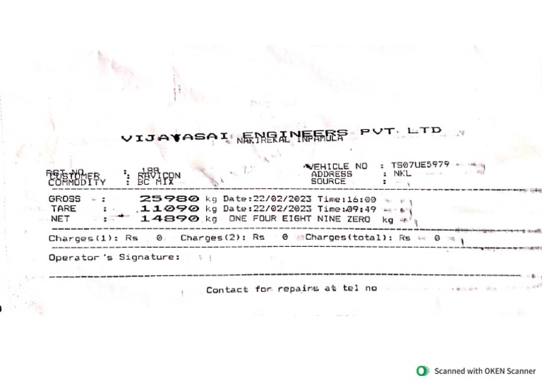 Weigh Bridge Slips | PDF