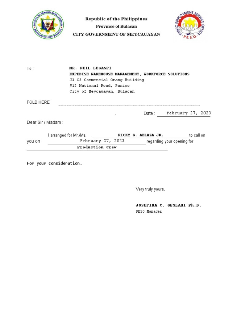 Mr. Neil Legaspi: To: J3 C3 Commercial Orang Building #12 National Road ...