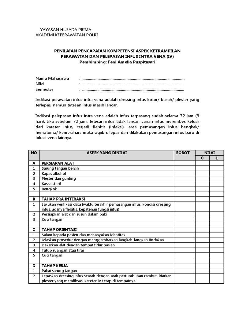Perawatan & Pelepasan Infus Revisi 2020 | PDF