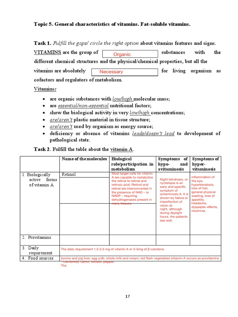 Topic 5. General Characteristics of Vitamins. Fat-Soluble Vitamins | PDF | Vitamin B12 | Vitamin D