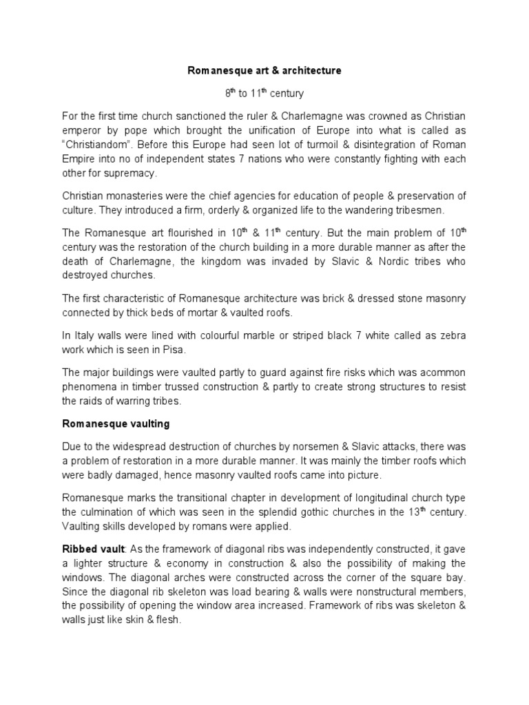 Romanesque Art | PDF | Vault (Architecture) | Architectural Design