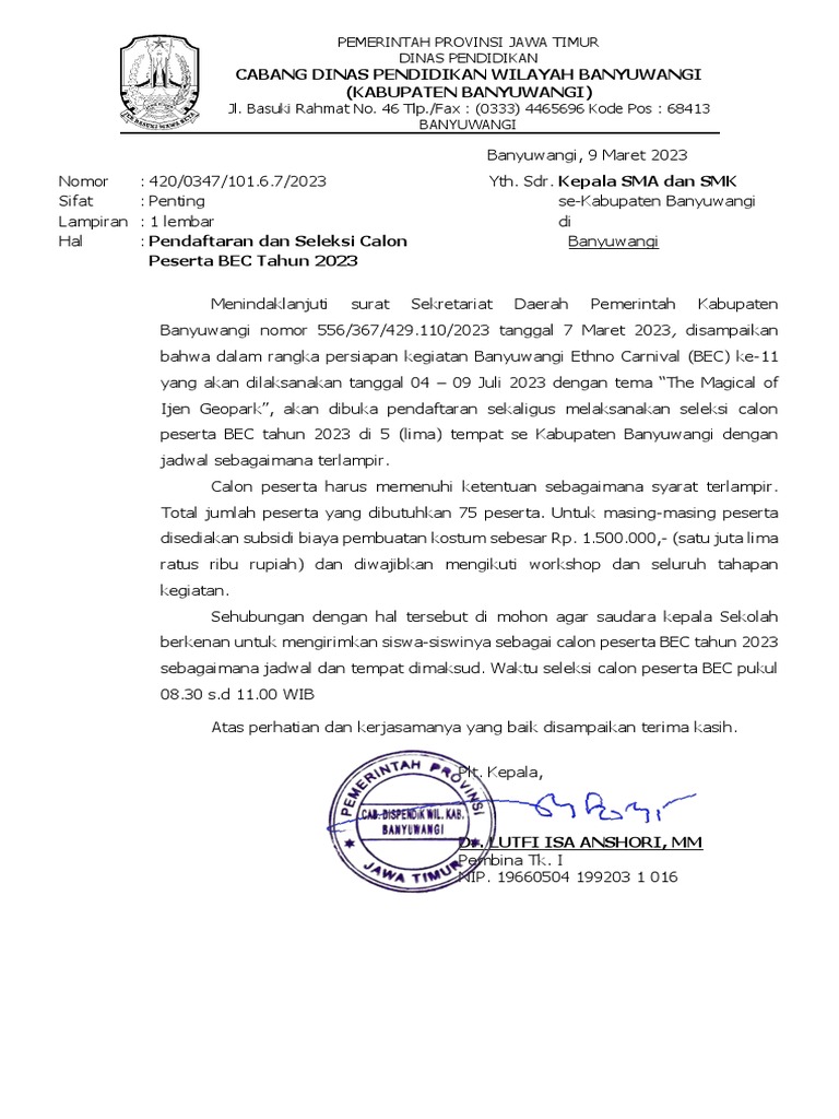 0347 - Pendaftaran BEC Tahun 2023 | PDF