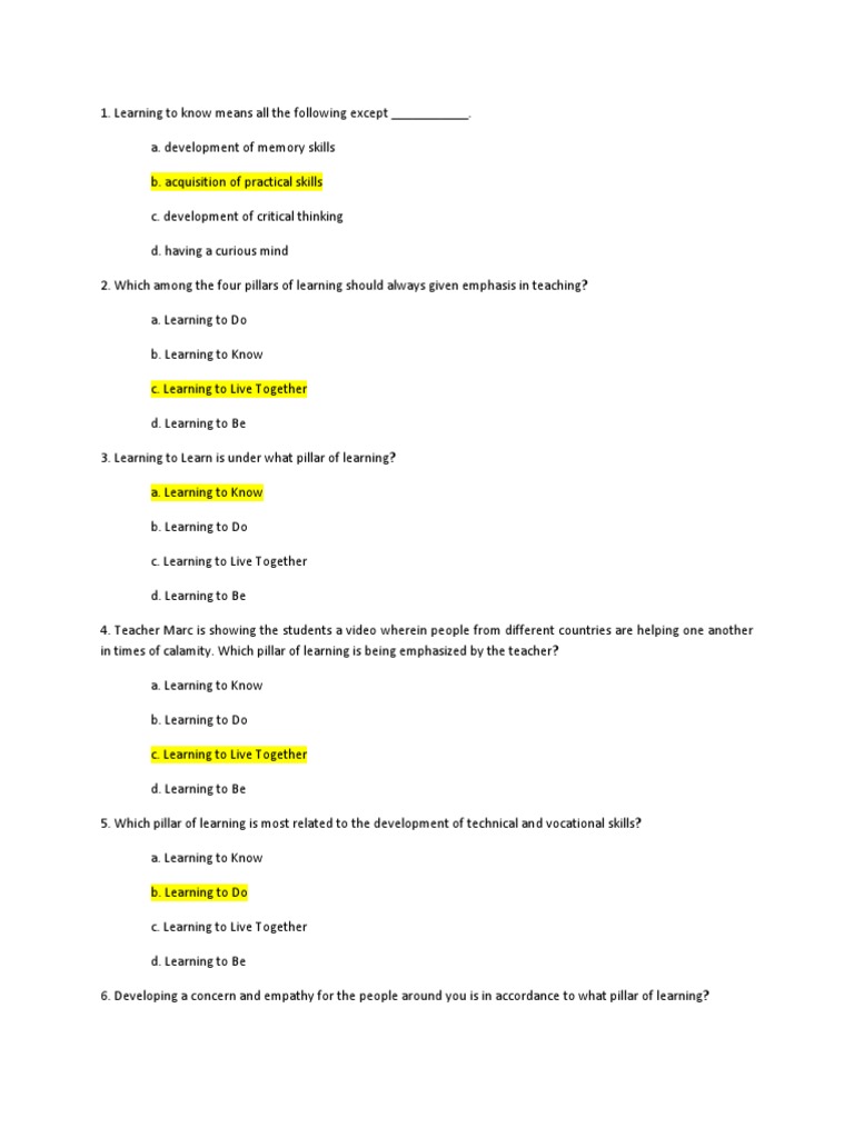 4 Pillars of Education | PDF