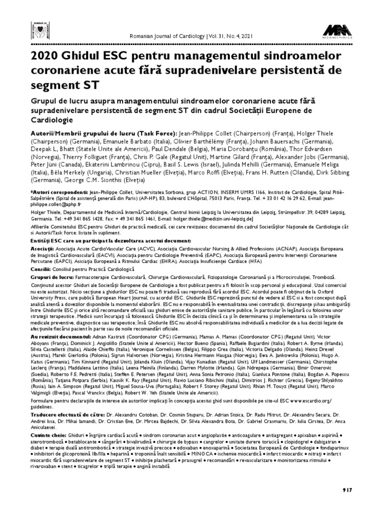 Ghid Non STEMI PDF | PDF